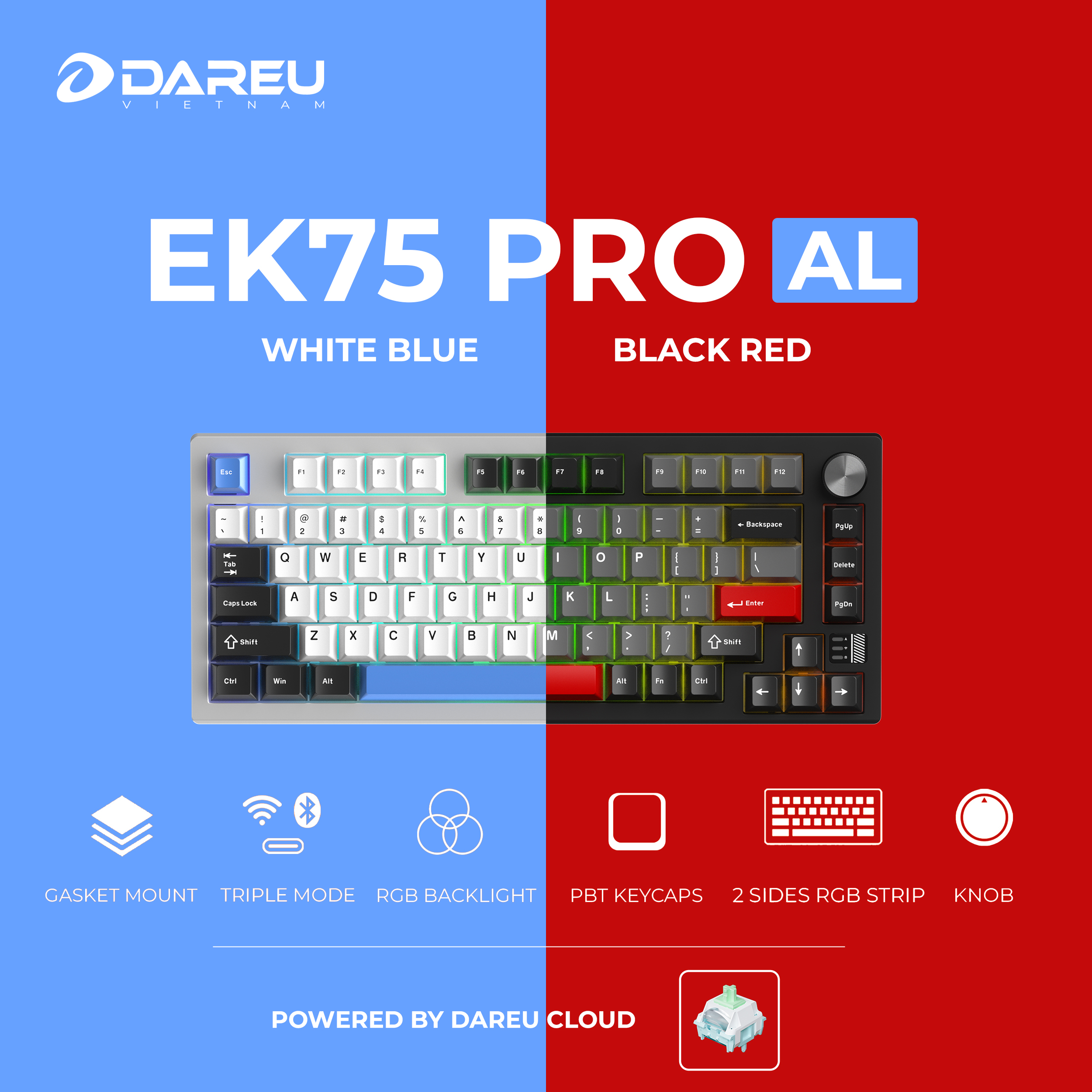 Bàn phím cơ DareU EK75 Pro AL – Siêu phẩm khung nhôm cao cấp, trải ...